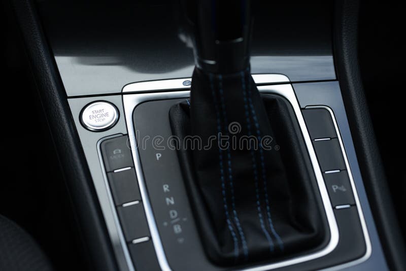 Silver Start and Stop Button. Automatic Electric Car. Start-stop ...