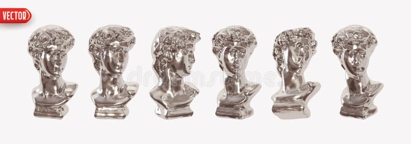 Silver Statue of the Head of David. Silver Metal David Sculpture Stock ...