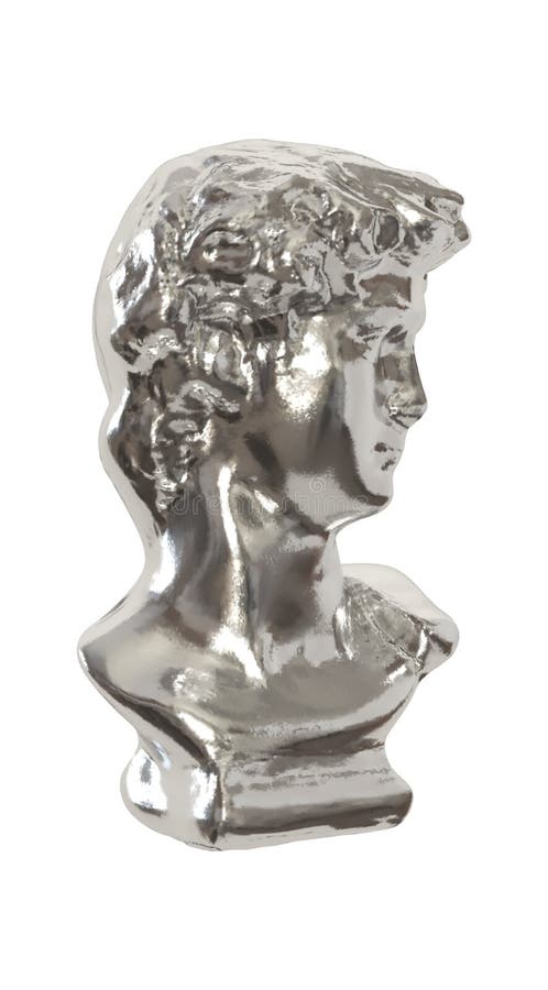 Silver Statue of the Head of David. Silver Metal David Sculpture Stock ...
