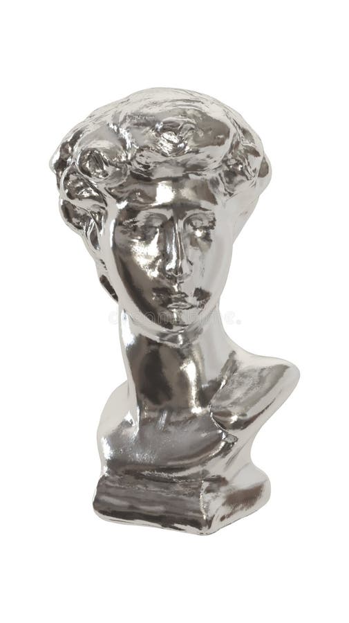 Silver Statue of the Head of David. Silver Metal David Sculpture Stock ...