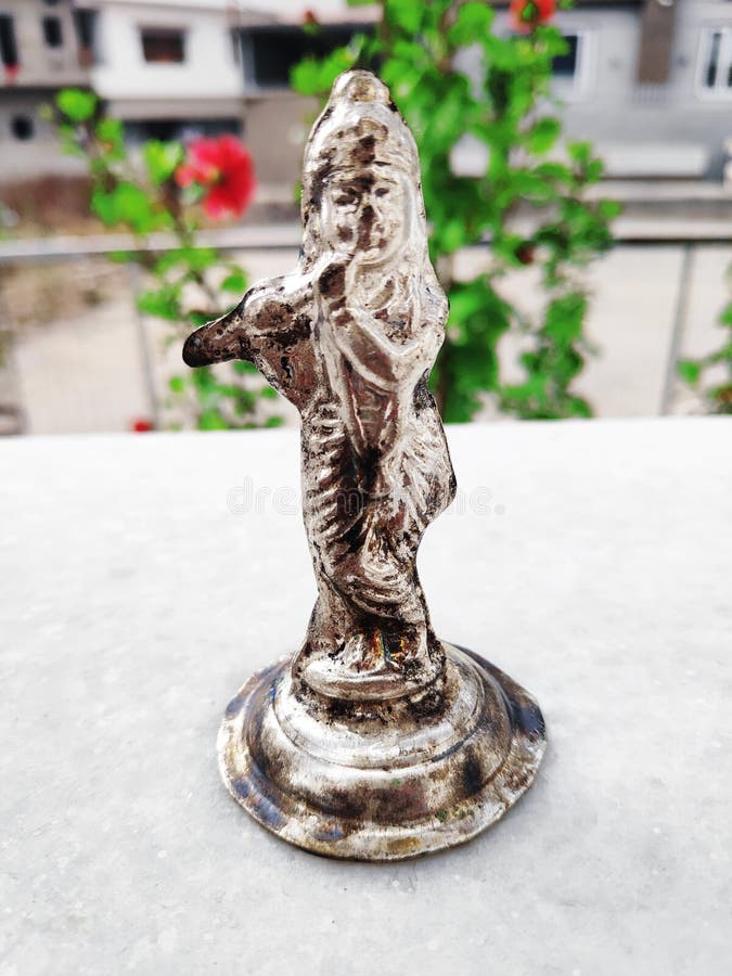 Silver Statue of Hindu God Krishna. Stock Image - Image of faith ...
