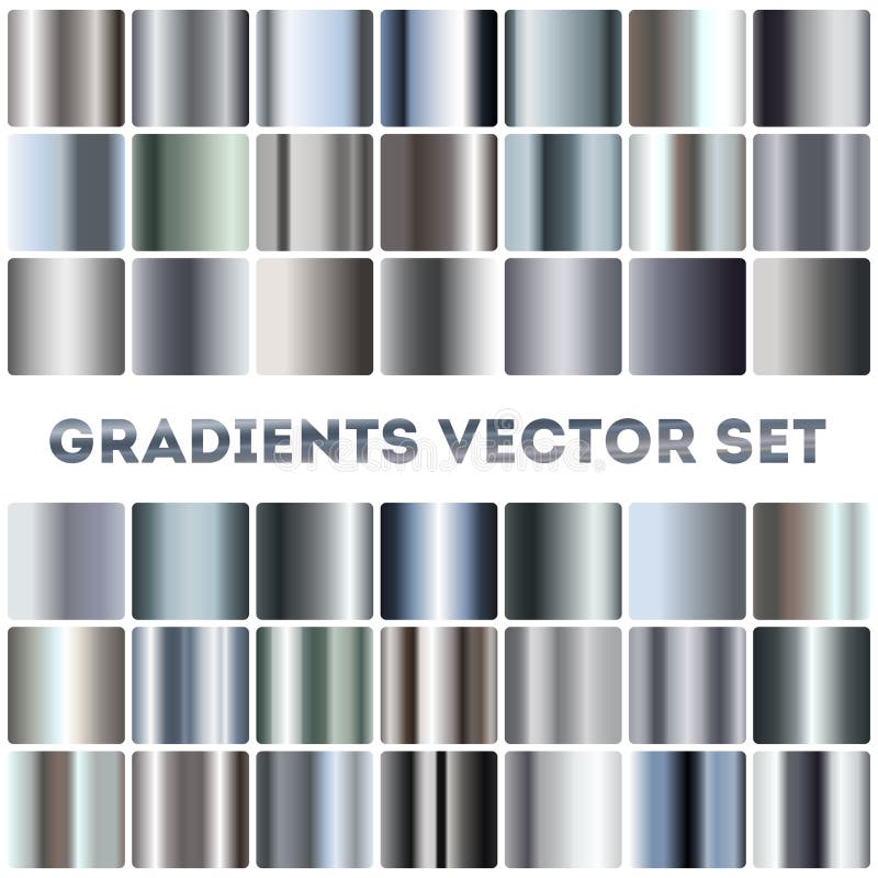 Silver, Steel, Chrome Gradients Vector Set Stock Vector - Illustration ...