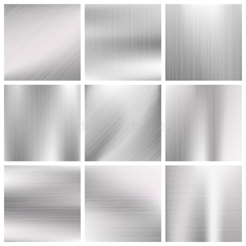 Silver, Steel, Titanium, Aluminium Metal Vector Brushed Textures Stock ...