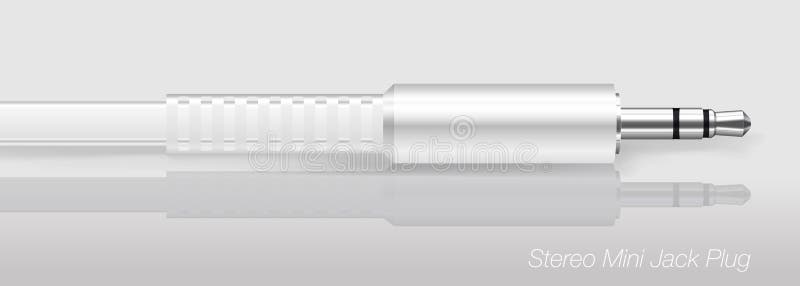 Silver Stereo Mini Jack Plug with Flat White Cord Stock Vector ...
