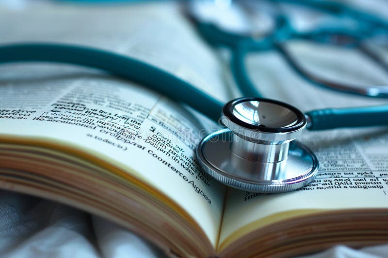 Stethoscope on an Open Book Stock Illustration - Illustration of doctor ...