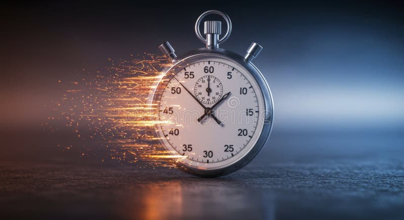 Stopwatch Displaying Speed with Streaks of Light Illustrating Fast Time ...