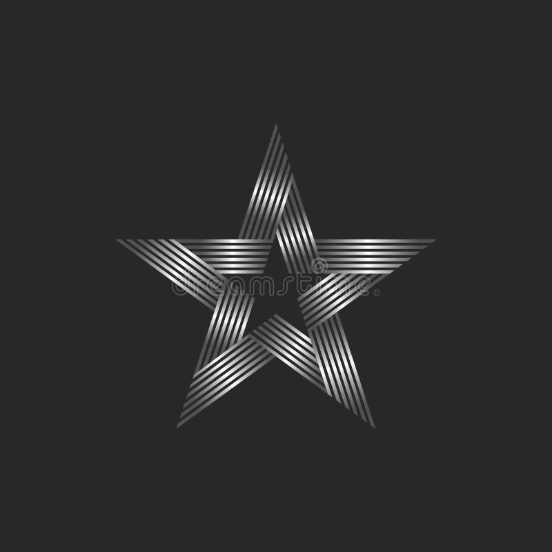 Silver Striped Star Logo Creative Design Many Linear Segments, Parallel ...