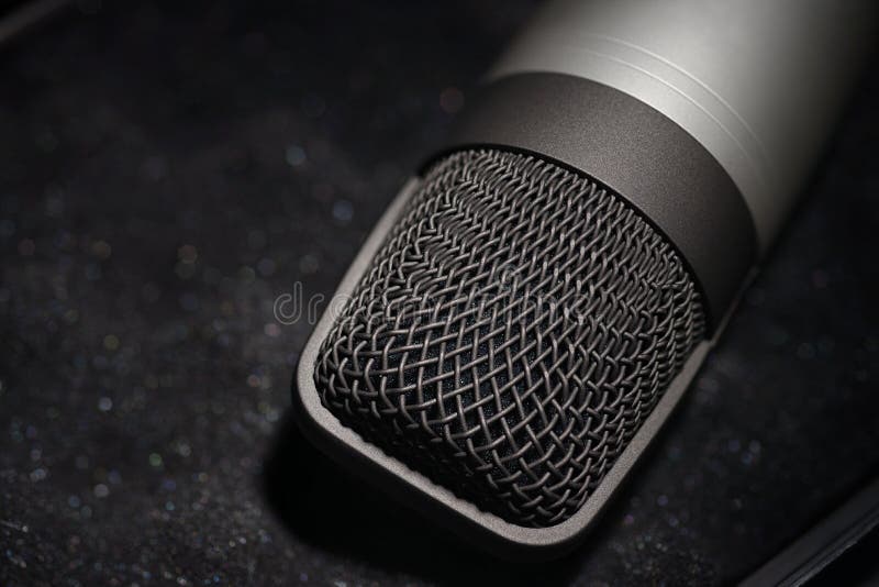 Silver Studio Condenser Microphone on Black Soft Foam Stock Image ...
