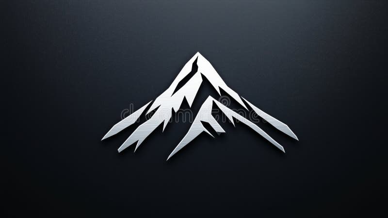 Metallic Abstract Mountain Shape on Dark Gradient Background Stock ...