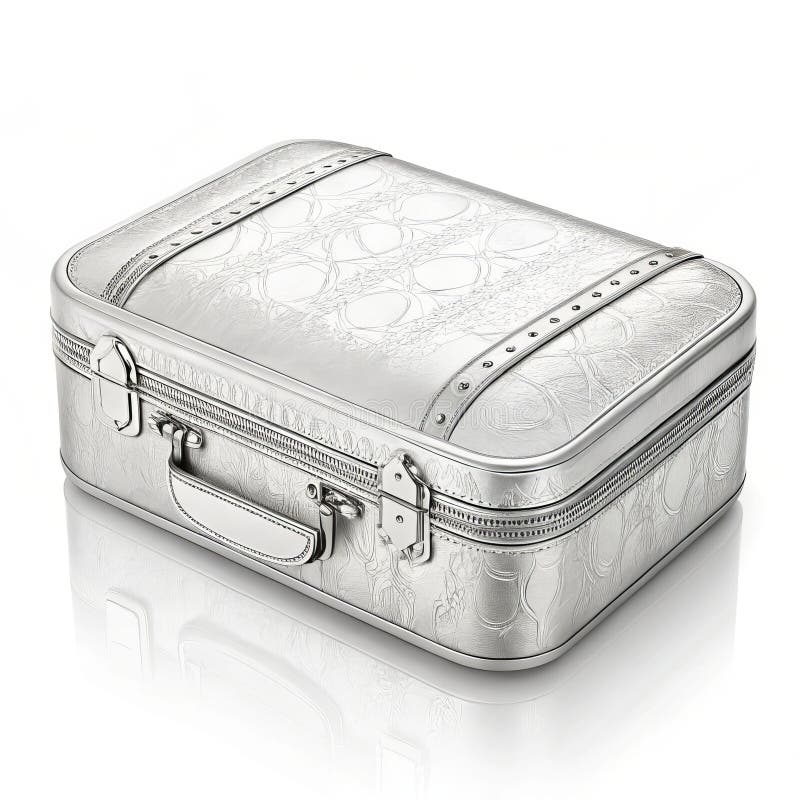 Silver Suitcase 3D Render, Embossed Design, Travel Concept, Luggage ...