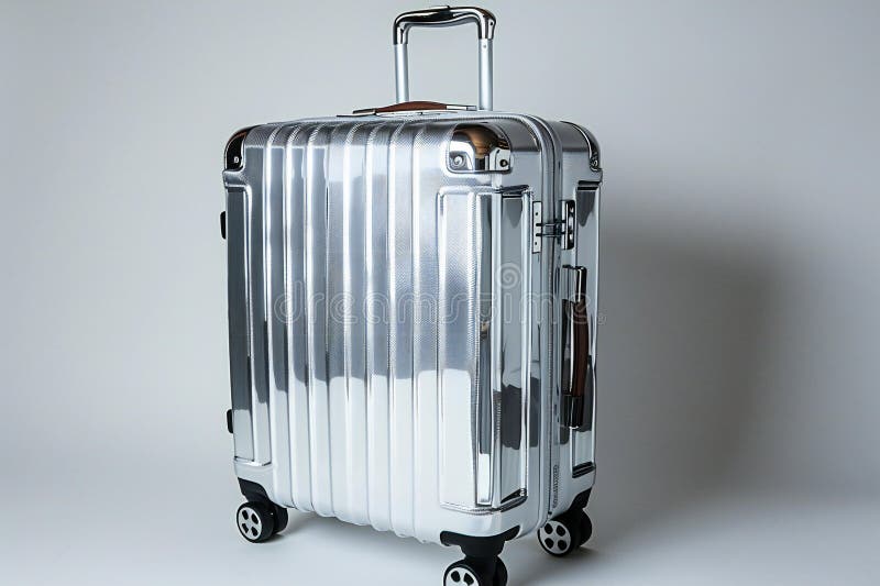 A Silver Suitcase with Wheels on a White Background, in a Product ...
