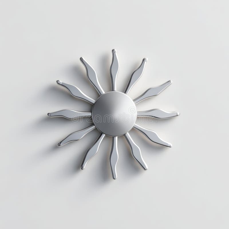 Silver Sunburst on White Background Minimalist Design Stock ...