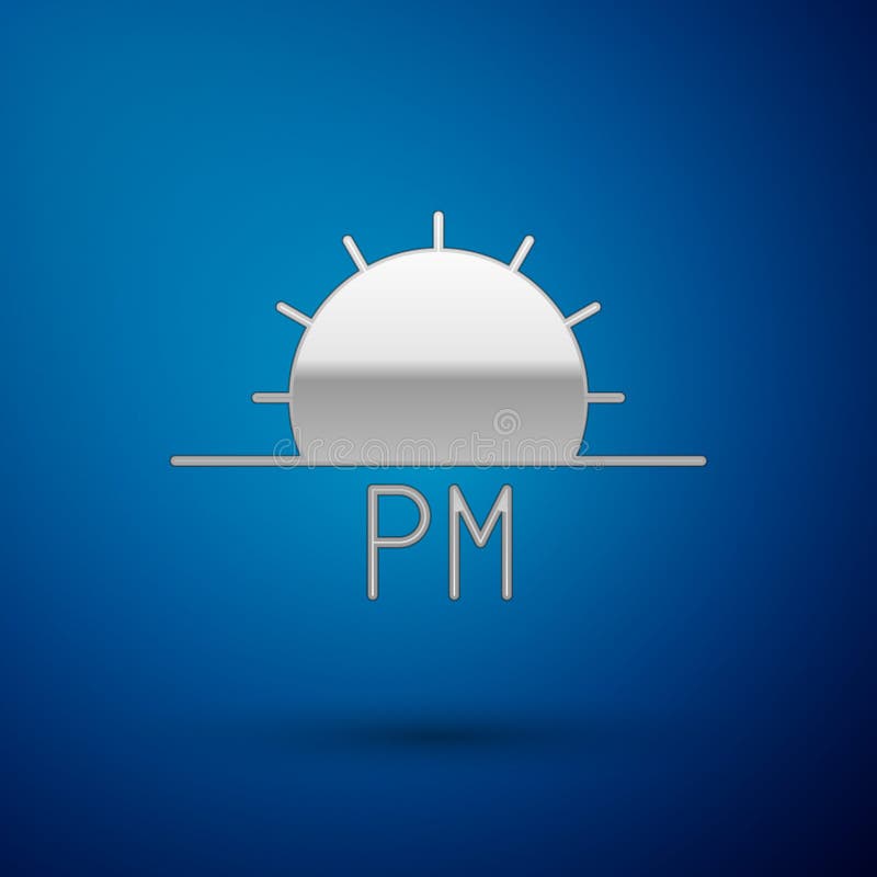 Silver Sunset Icon Isolated on Blue Background. Vector Illustration ...