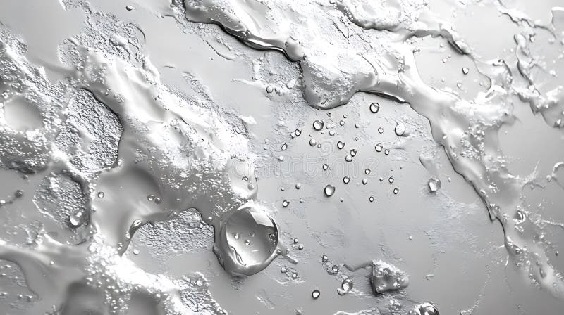 Silver Surface, Water Droplets, Flowing Liquid, Close-up, Abstract ...