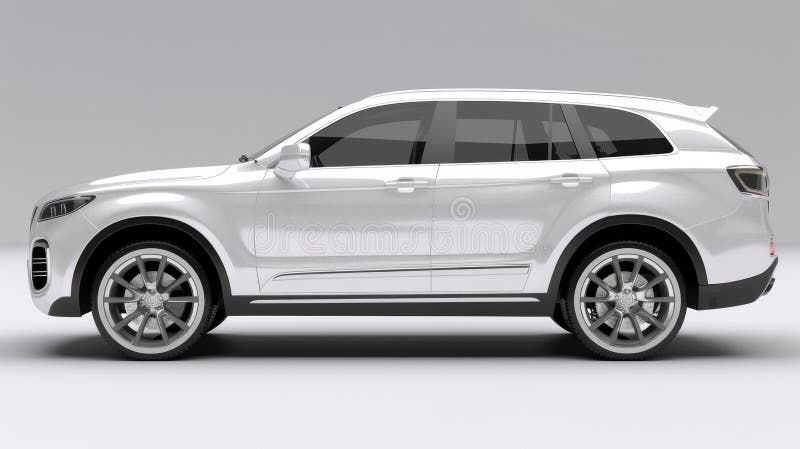 A Silver SUV Car is Isolated (side View). this is a 3D Rendering Stock ...