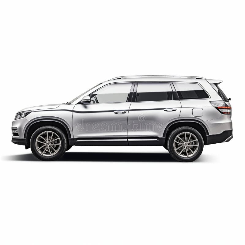 Silver SUV Car Side View Isolated on White Background Stock ...