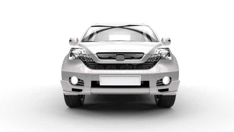 Silver SUV 4X4 - Front View Stock Illustration - Illustration of safari ...