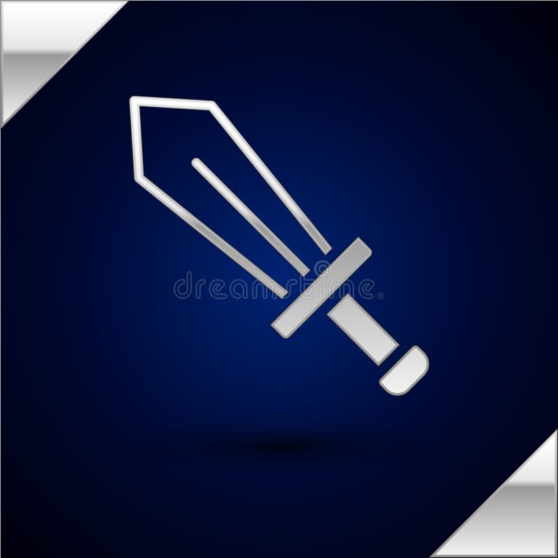 Silver Sword for Game Icon Isolated on Dark Blue Background. Vector ...