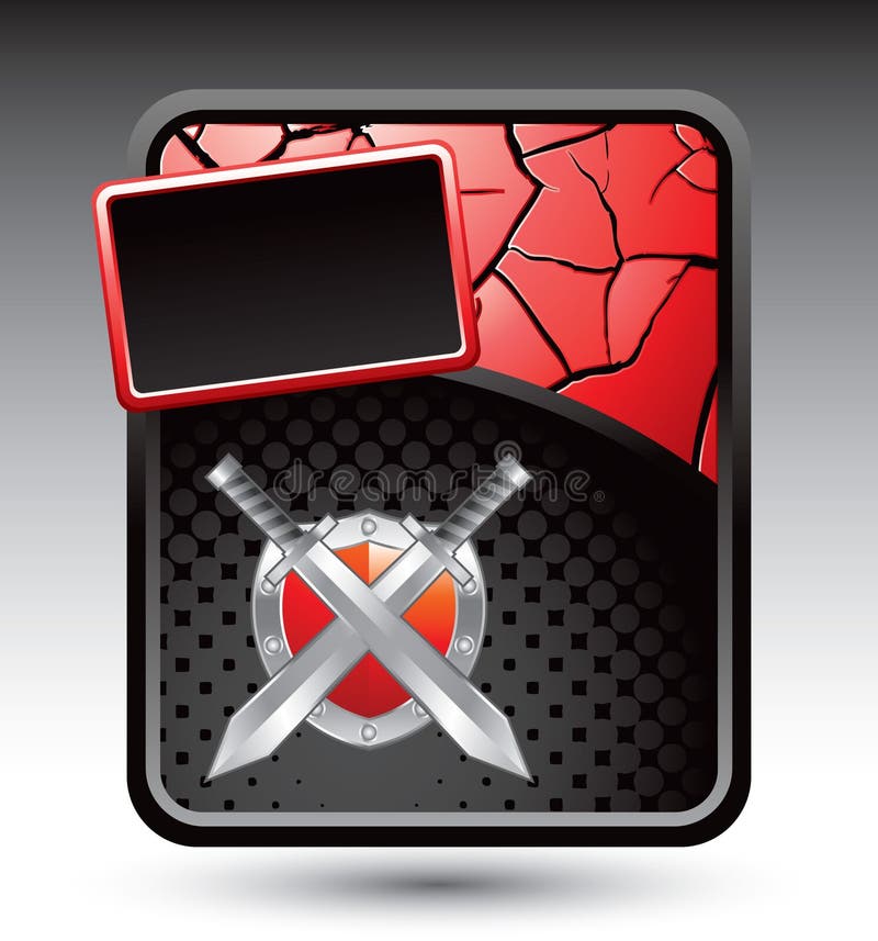 Silver Swords and Shield on Red Cracked Banner Stock Vector ...