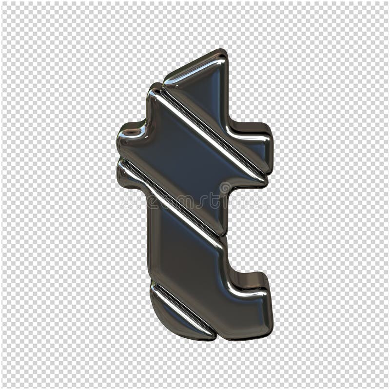 Silver Symbol from Silver Bars on a Transparent Background. 3d Letter T ...