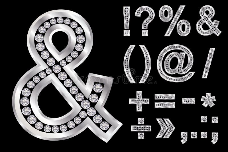 Silver Symbols with Diamonds, Vector Stock Vector - Illustration of ...