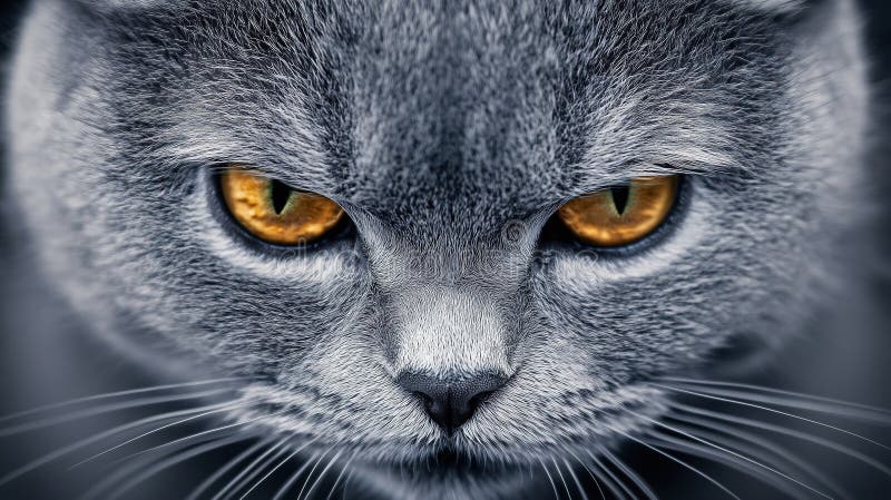 A Silver Tabby British Shorthair Cat is Shown in a Portrait Facing the ...