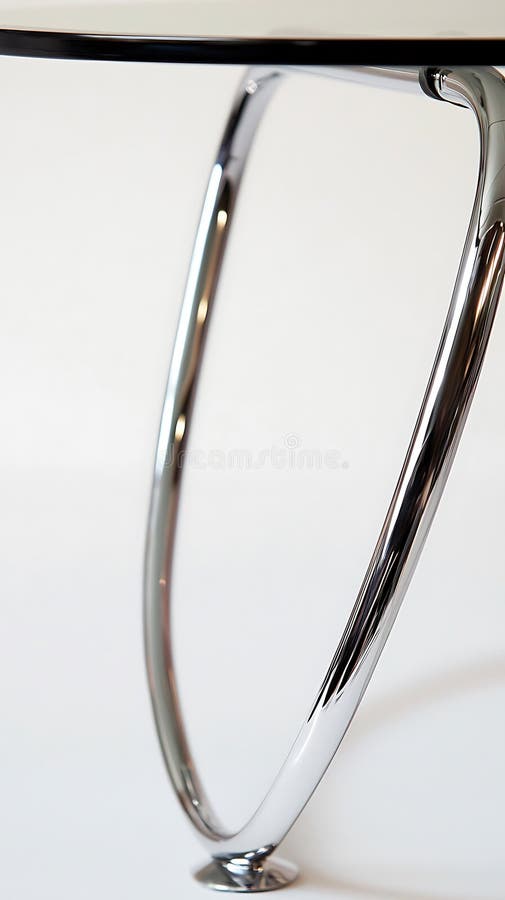 A Silver Table with a Curved Leg and a Black Top Stock Illustration ...