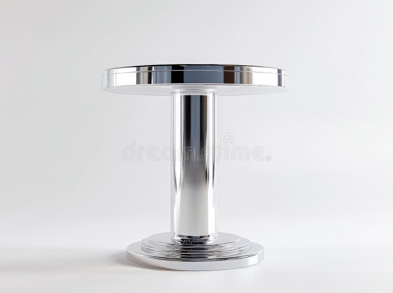 Silver Table with a Silver Pole Stock Image - Image of black, modern ...