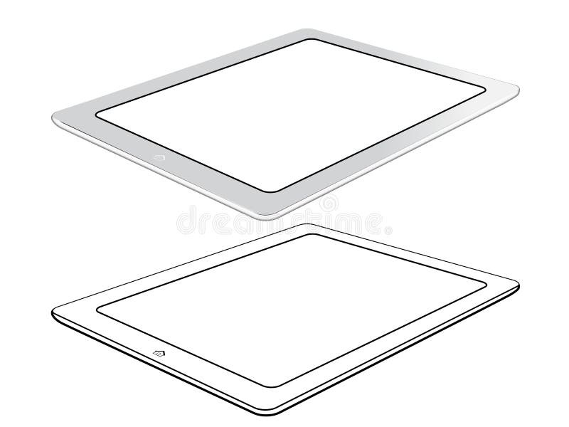 Silver Tablet with Home Button Stock Illustration - Illustration of ...
