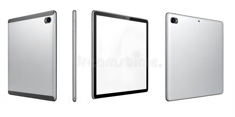 Silver Tablet Renderings Five Views White Background Stock Illustration ...