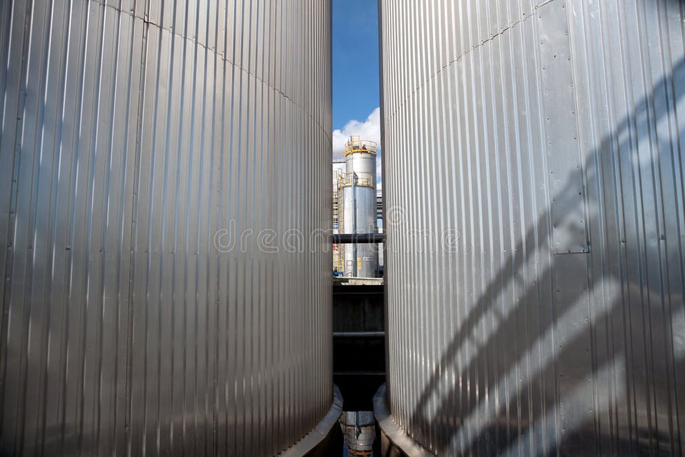 Silver tanks stock image. Image of petroleum, container - 18016001