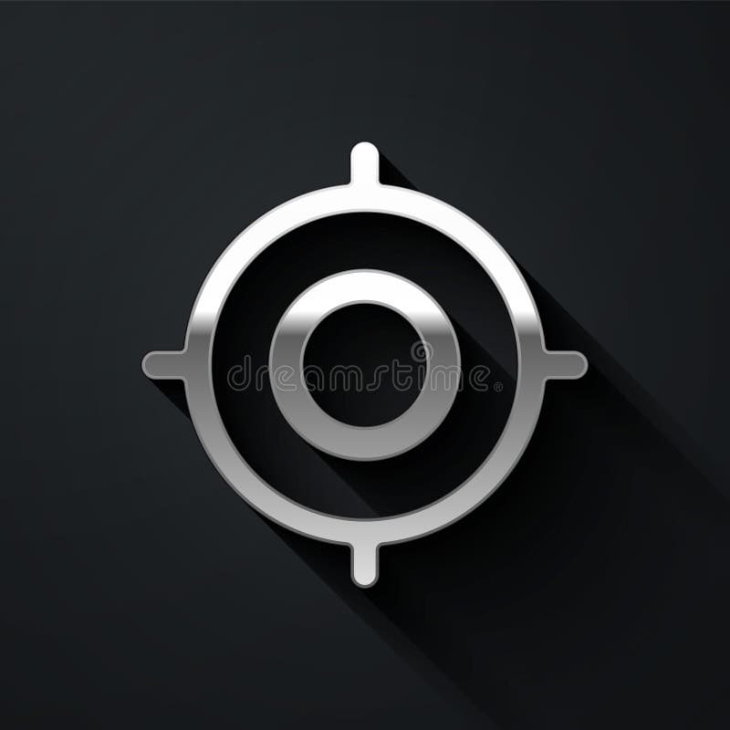 Silver Target with Arrow Icon Isolated on Black Background. Dart Board ...