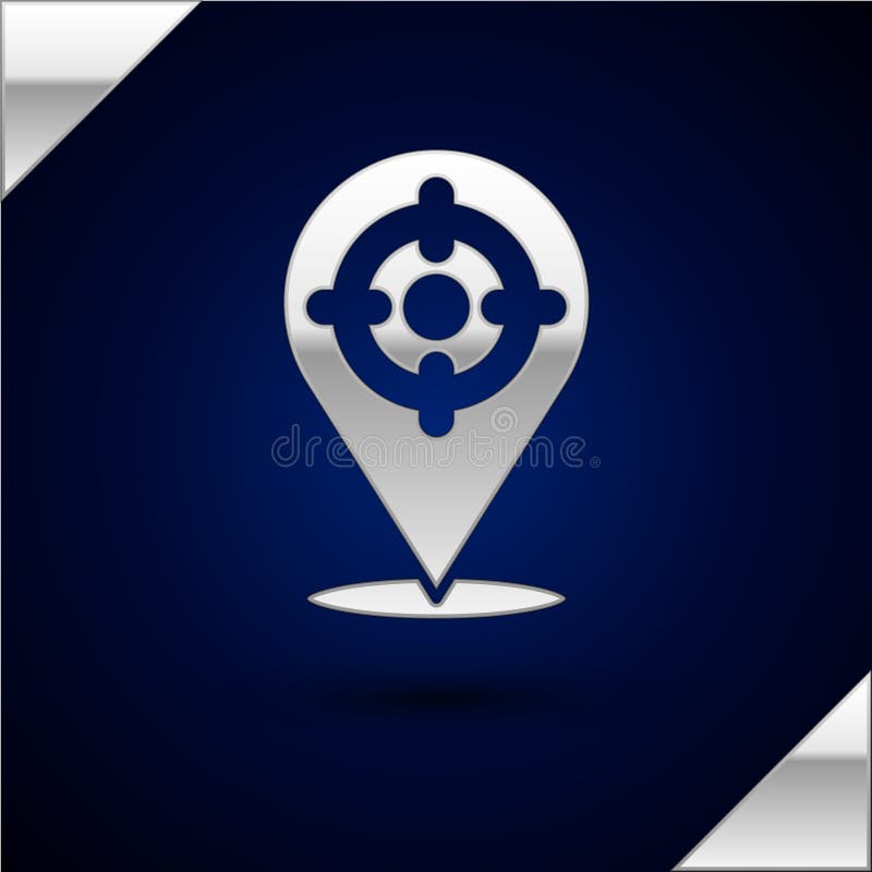 Silver Target Sport Icon Isolated on Dark Blue Background. Clean Target ...