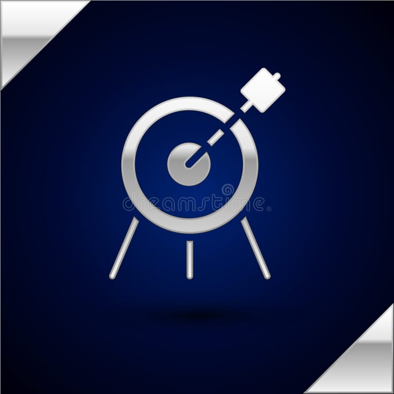 Silver Target Sport Icon Isolated on Dark Blue Background. Clean Target ...