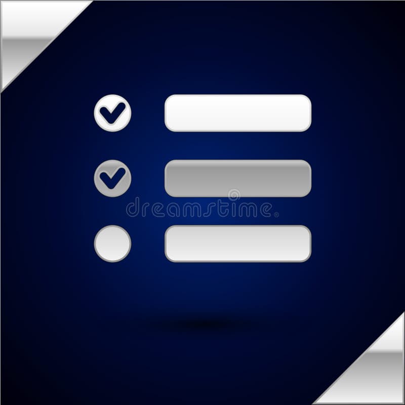 Silver Task List Icon Isolated on Dark Blue Background. Control List ...