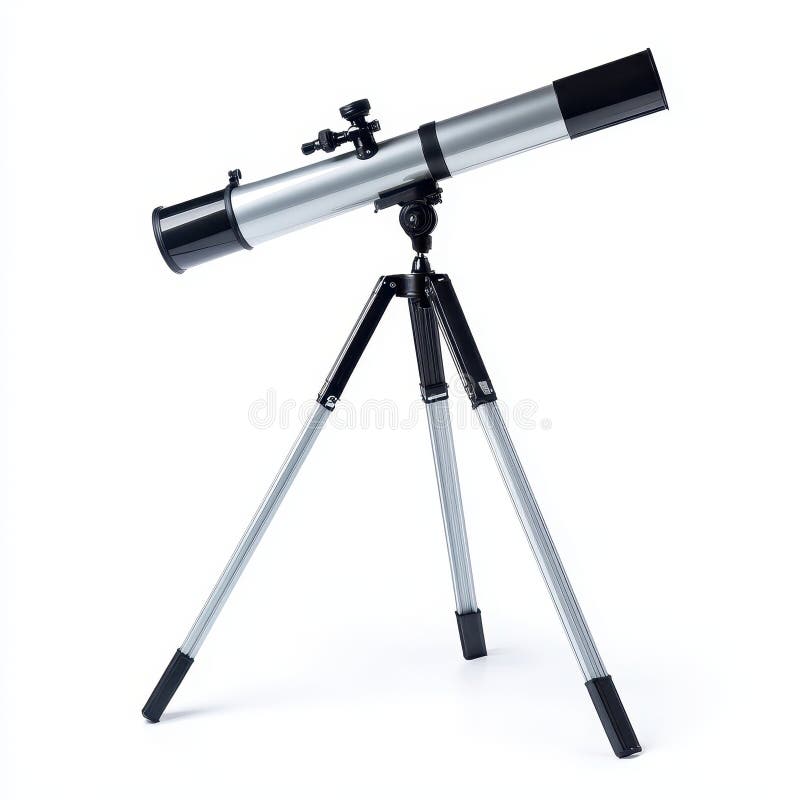 A Silver Telescope Mounted on a Tripod for Observing Celestial Objects ...