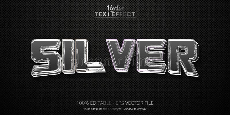 Silver Text Effect, Editable Metallic Silver Text Style Stock Vector ...