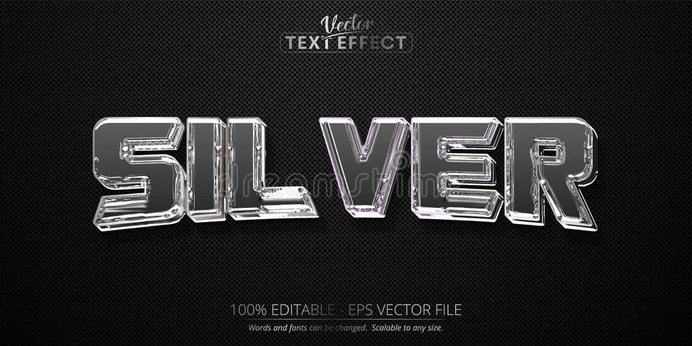 Silver Text Effect, Editable Metallic Silver Text Style Stock Vector ...