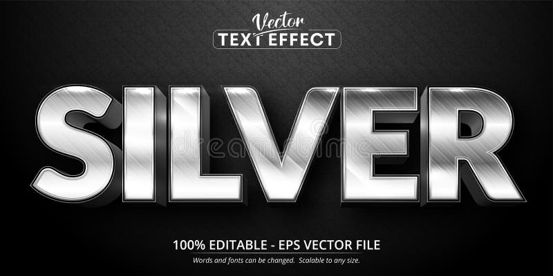 Silver Text, Shiny Silver Style Editable Text Effect Stock Vector ...