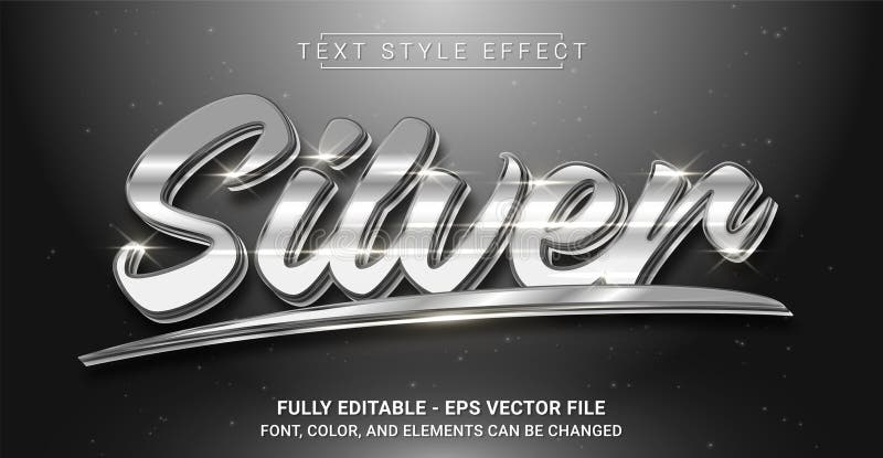 Silver Text Style Effect. Editable Graphic Text Template Stock Vector ...