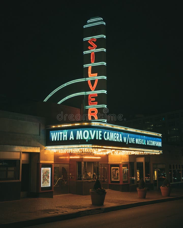 Silver Theater Marquee at Night, Silver Spring, Maryland Editorial ...