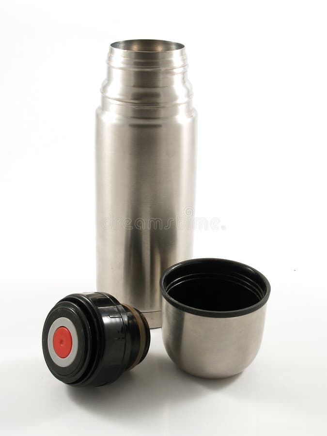 Silver thermos bottle stock image. Image of cold, isolated - 12926263