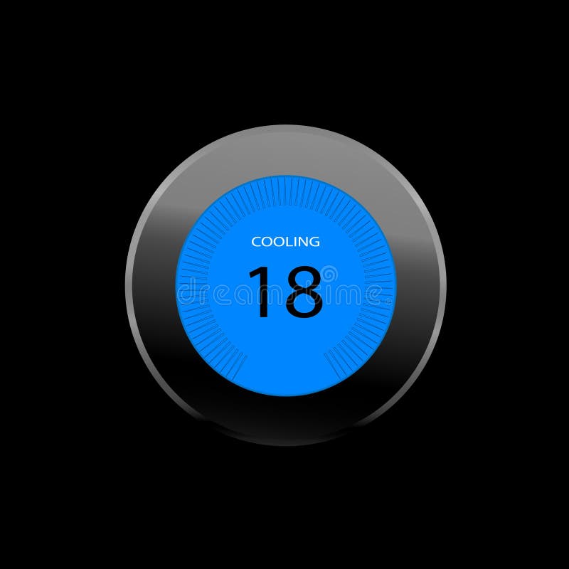 The Temperature 18 Celsius and Cooling Mode on Modern Thermostat in ...