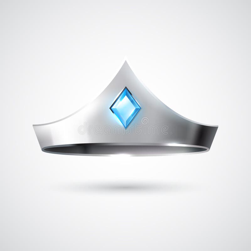 Silver tiara with blue gem stock vector. Illustration of knight - 47518402
