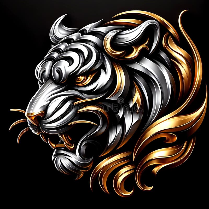 Gold Tiger Head Logo Stock Illustrations – 1,088 Gold Tiger Head Logo ...