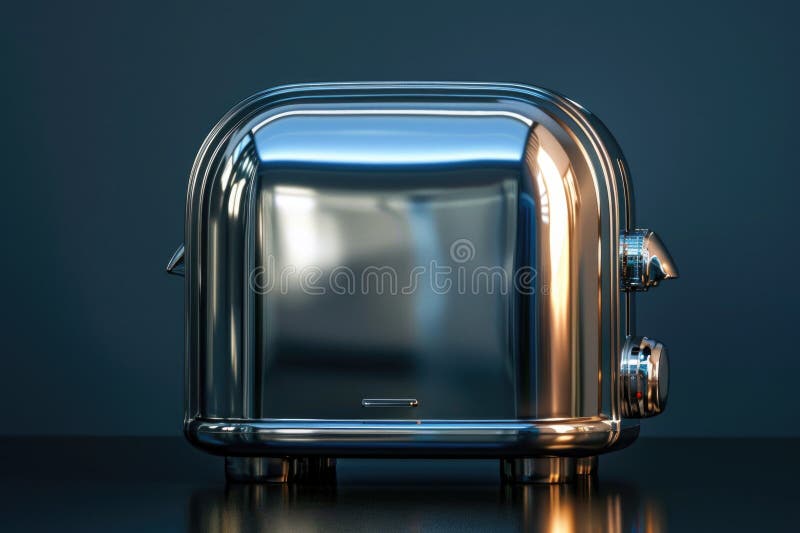 A Silver Toaster Sitting on a Table Stock Image - Image of metal ...