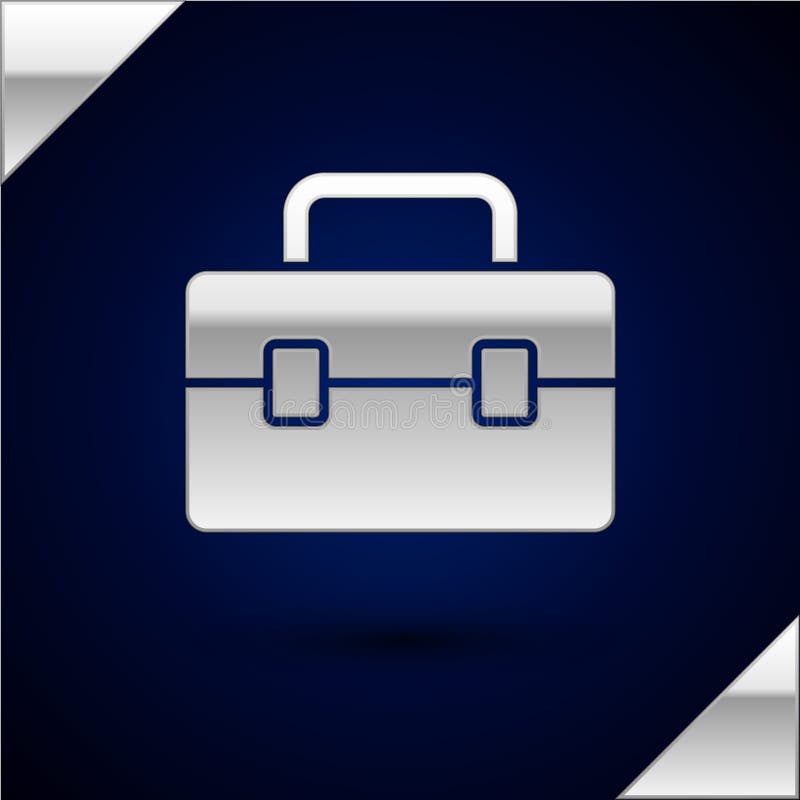 Silver Toolbox Icon Isolated on Dark Blue Background. Tool Box Sign ...