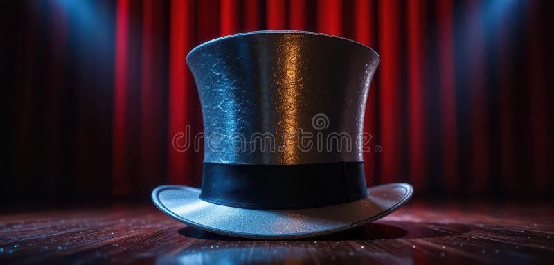 Top Hat, Theater Stage, Silver Color, Shiny Texture, Dramatic Lighting ...