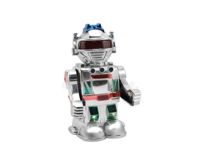 Isolated Photo of Silver Colored Toy Robot. Stock Image - Image of ...