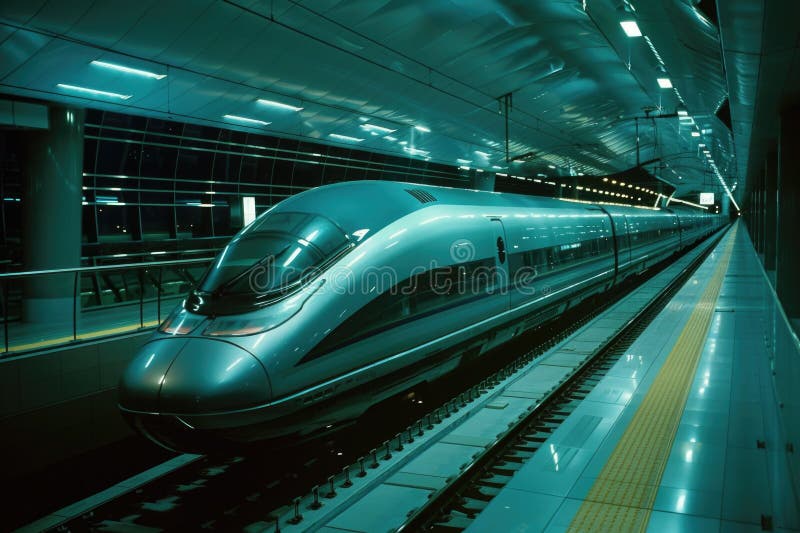 Silver Train on Tracks stock image. Image of platform - 374824929